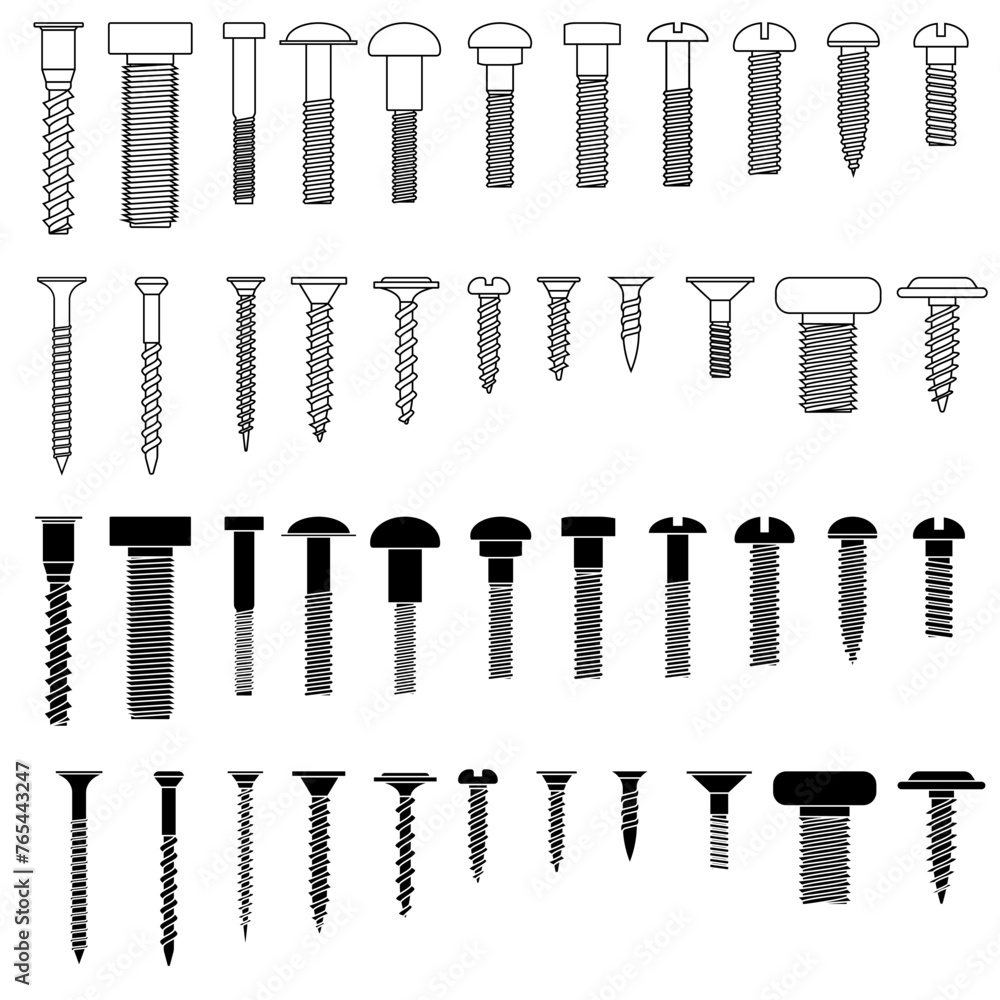 Self-tapping screw icon vector set. Screw illustration sign collection ...