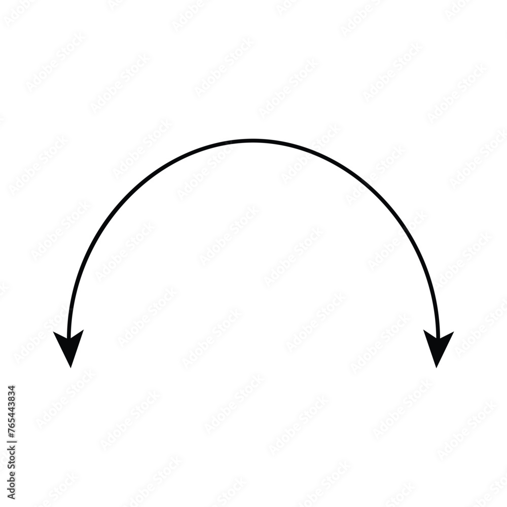 Dual semi circle arrow. Vector illustration. Semicircular curved thin ...
