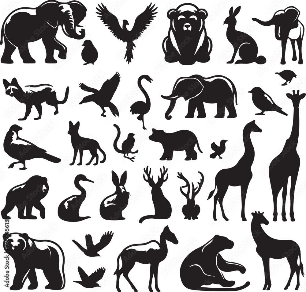 Animal outline silhouette set , Animal silhouette collection. Set of ...