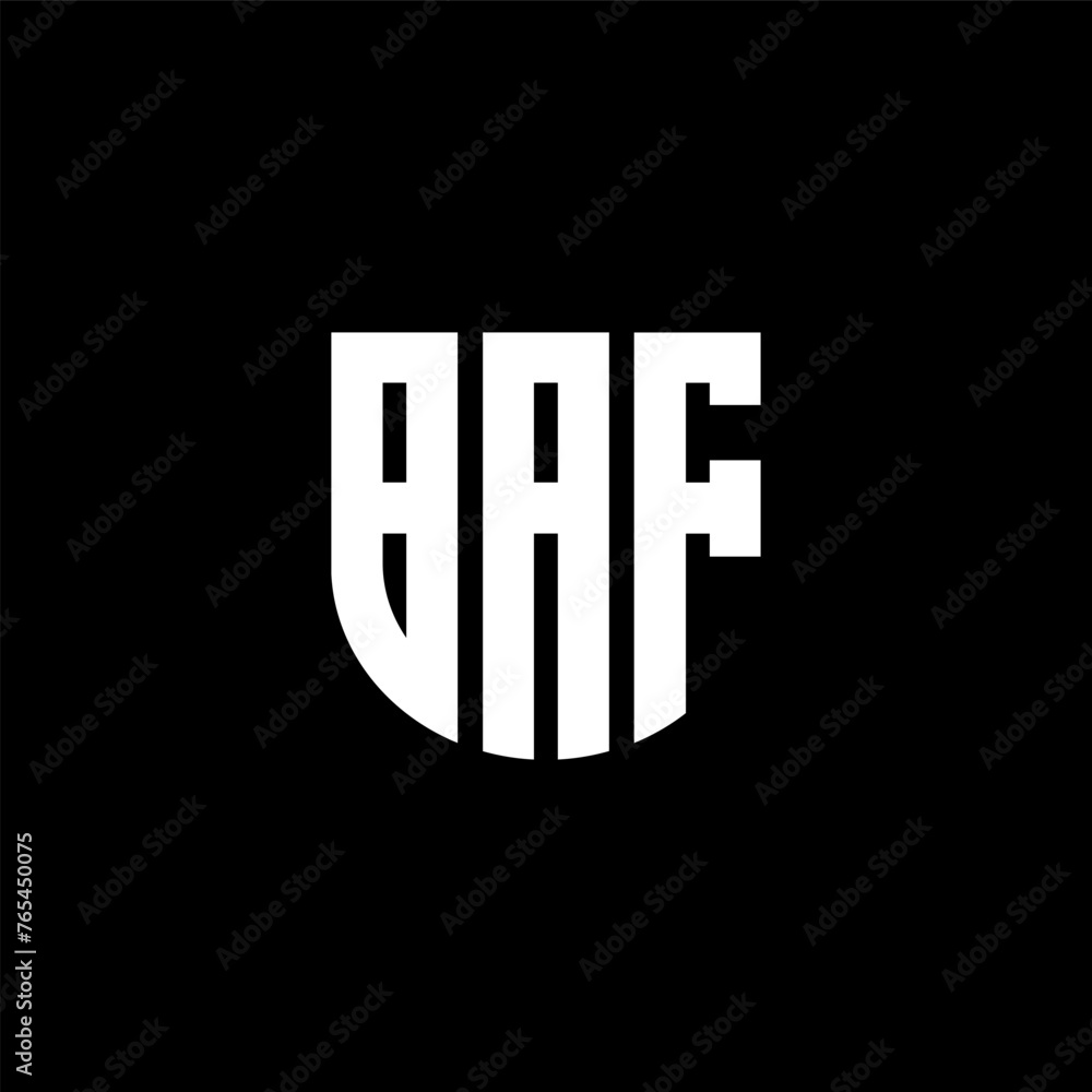 BAF letter logo design with black background in illustrator, cube logo ...