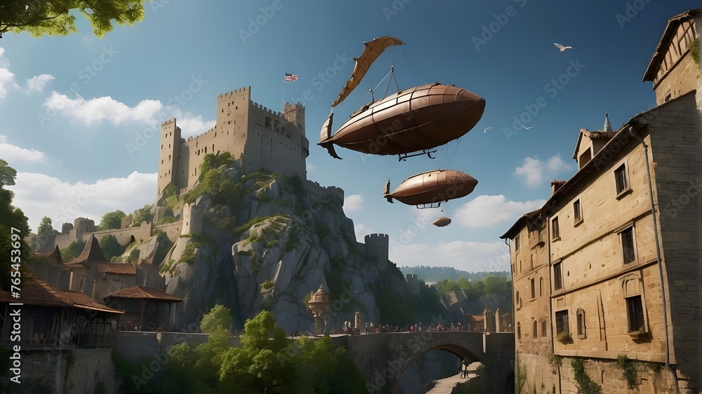 "With a blend of modern and medieval elements, the flying ships seem to ...