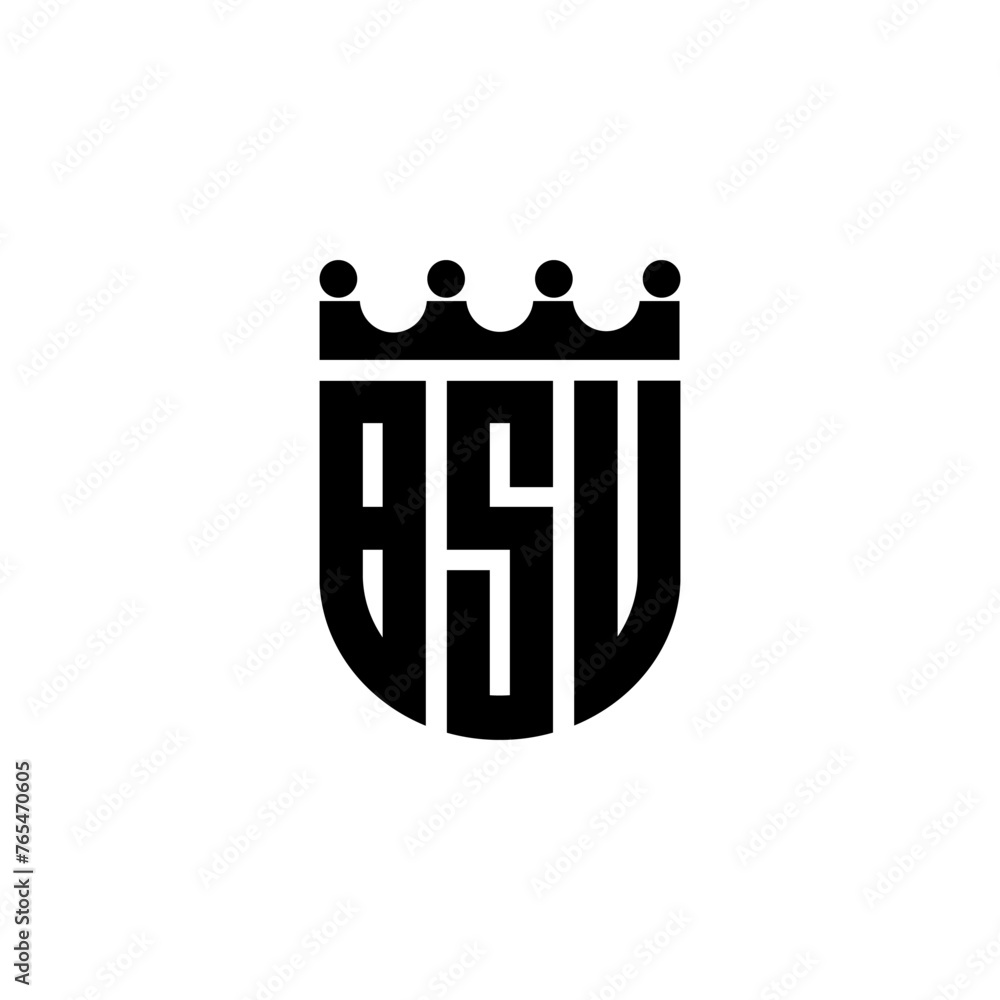 BSU letter logo design with white background in illustrator, cube logo ...