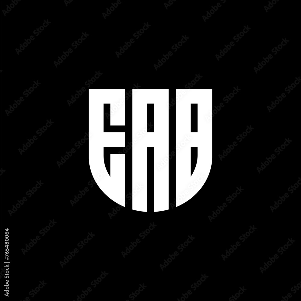 EAB letter logo design with black background in illustrator, cube logo ...