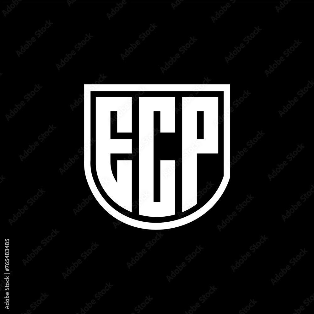 ECP letter logo design with black background in illustrator, cube logo ...
