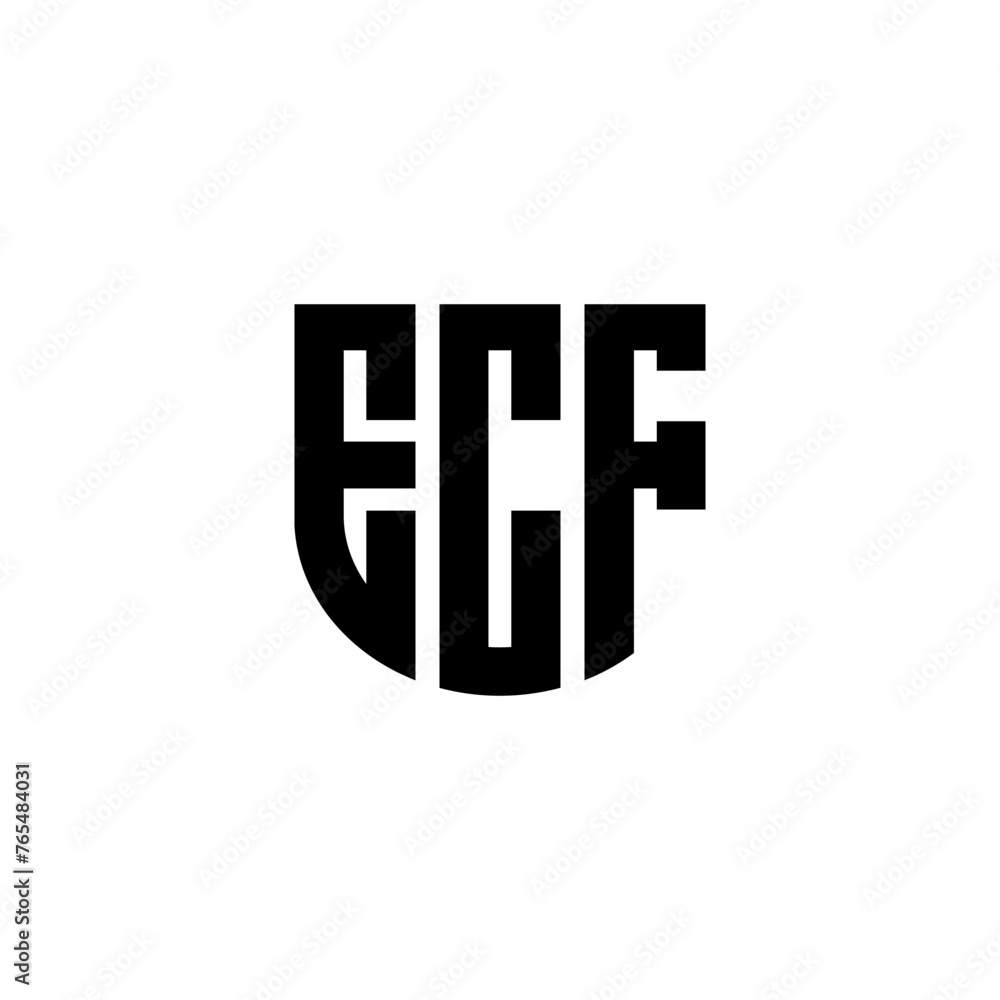 ECF letter logo design with white background in illustrator, cube logo ...