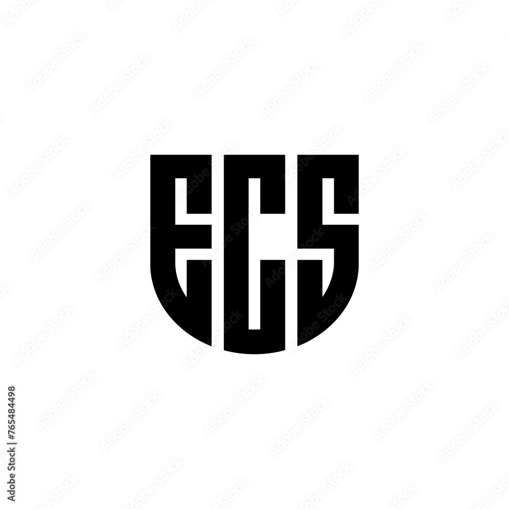 ECS letter logo design with white background in illustrator, cube logo ...