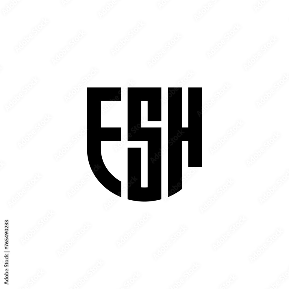 FSH letter logo design with white background in illustrator, cube logo ...