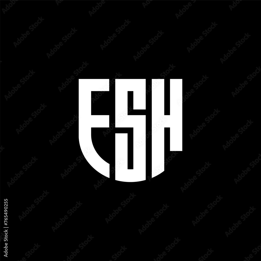 FSH letter logo design with black background in illustrator, cube logo ...