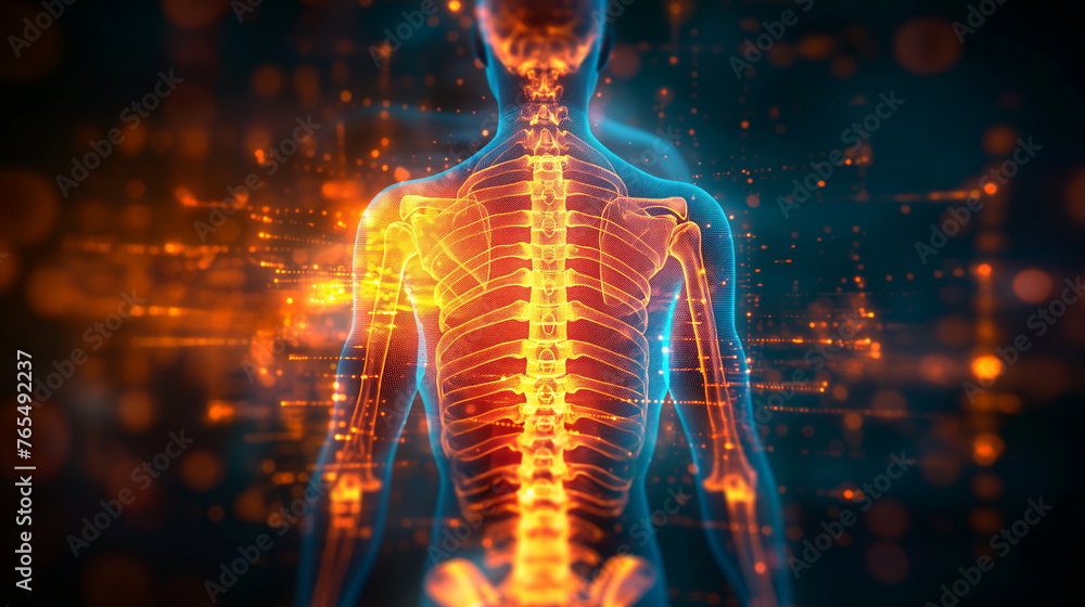 medical illustration that combines elements of human anatomy Focus on ...