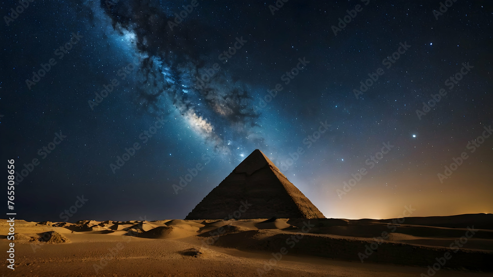Pyramids of Giza under a cosmic canopy Photo real for Legal reviewing ...