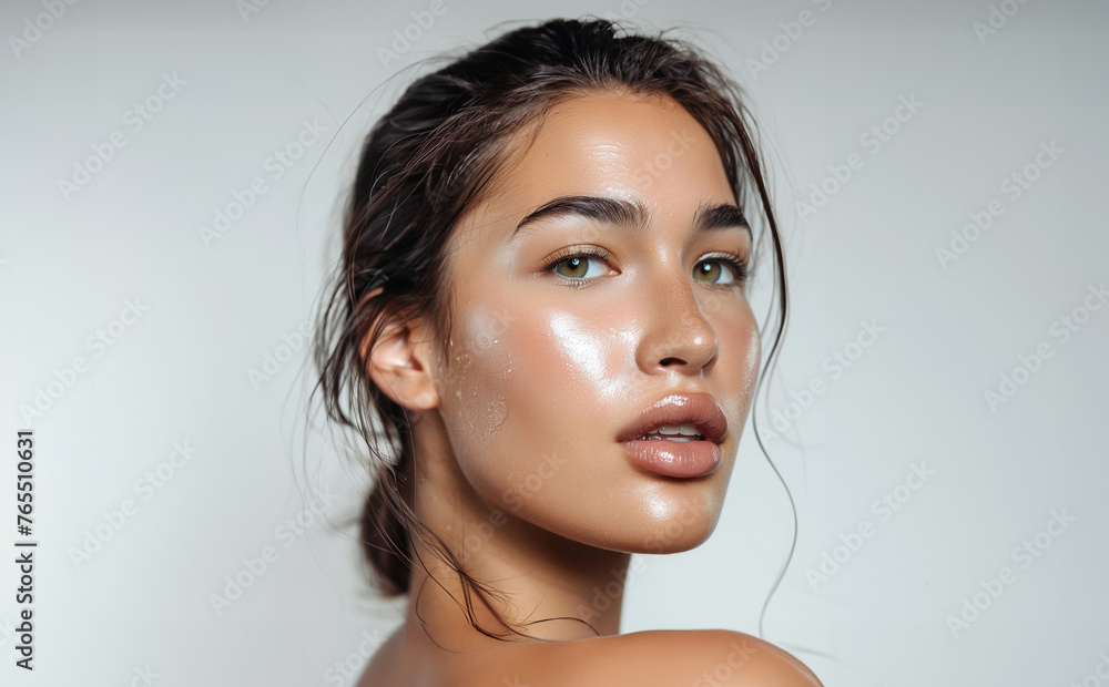 Beautiful Woman Green eyes Skin Model freckled Glass Clear Complaxtion ...
