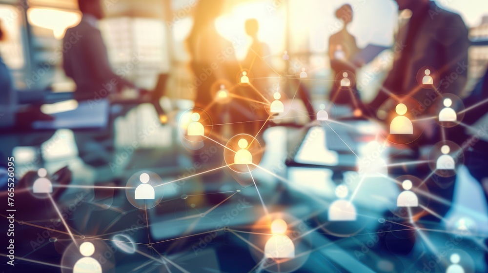 Corporate Network and Leadership Concept with Illuminated Human Icons ...