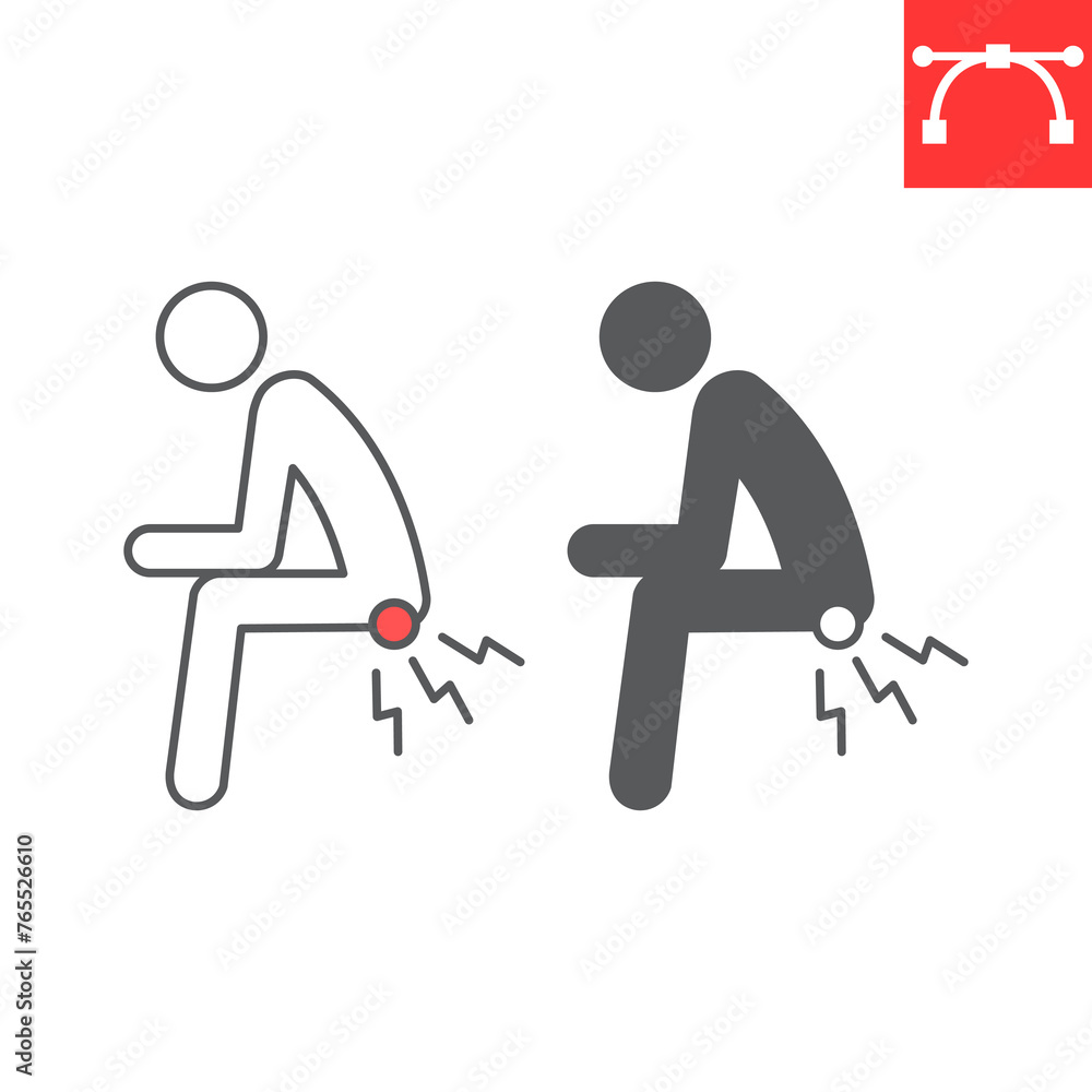 Hemorrhoids line and glyph icon, body pain and human disease, diarrhea vector icon, vector ...