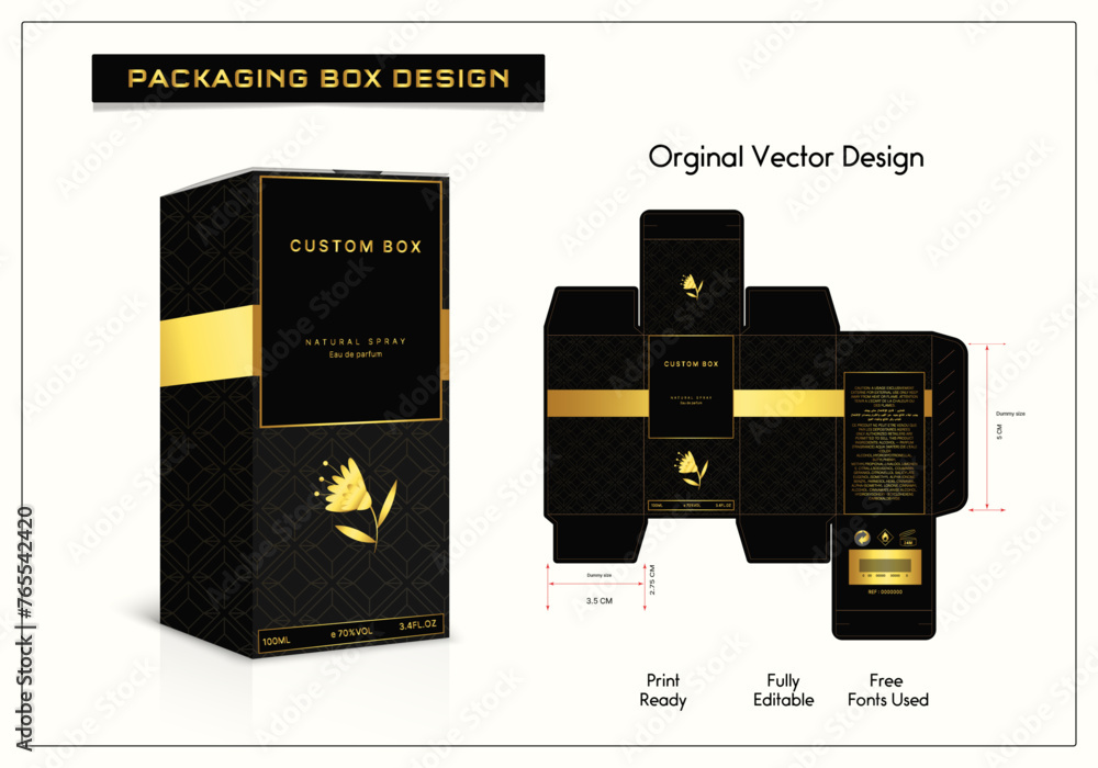 Packaging 3d box design with Box dies line, luxury 3d Box Mockup, icon ...
