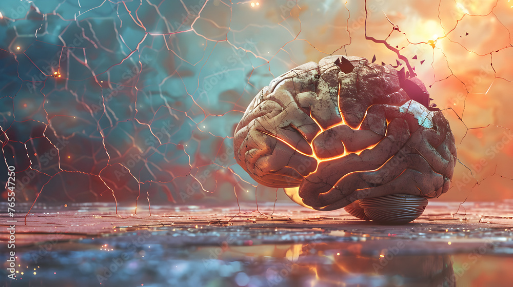 Creative Illustration of a brain with TBI, where the injury's impact is ...