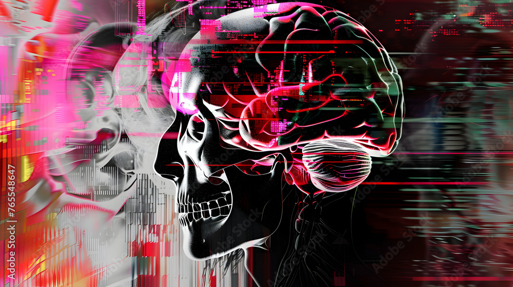 A brain hemorrhage from an MRI perspective, with vivid colors marking ...