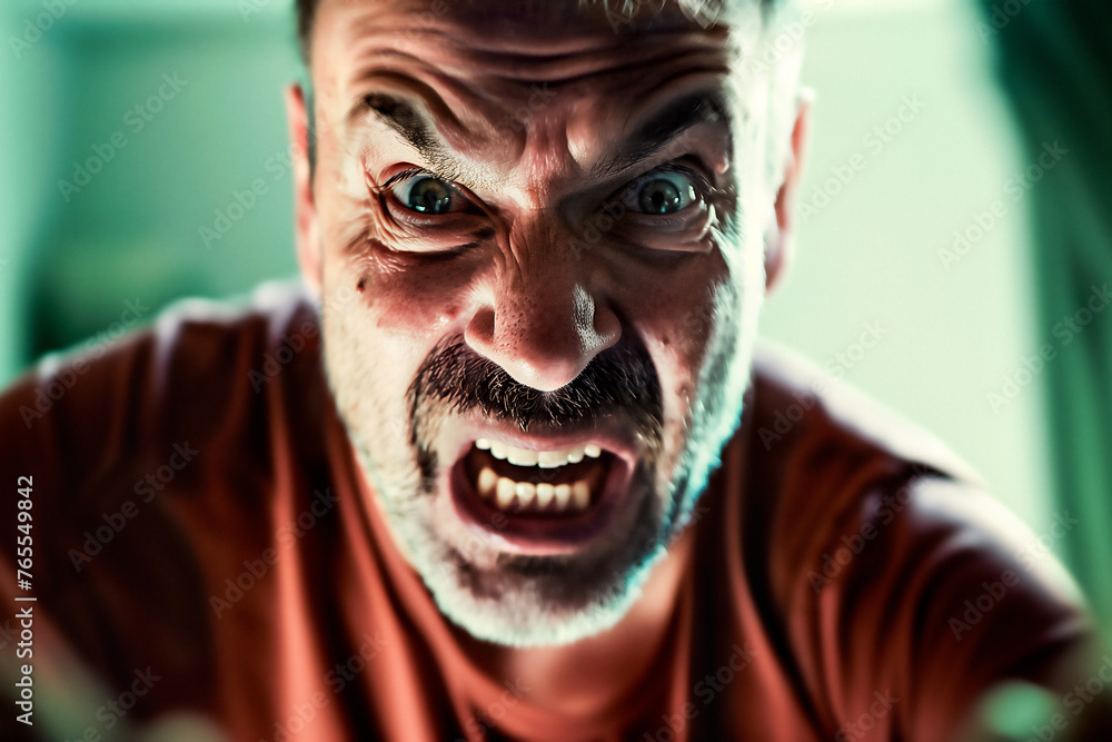 Angry man shouting and yelling. Rage and anger. Crazy person screaming ...