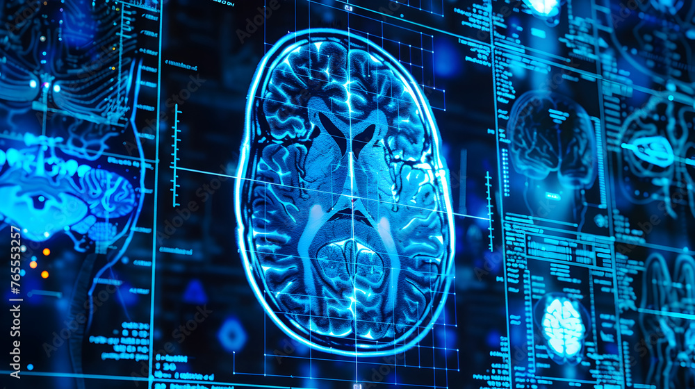 MRI scan of a brain affected by neurodegenerative diseases, showing ...