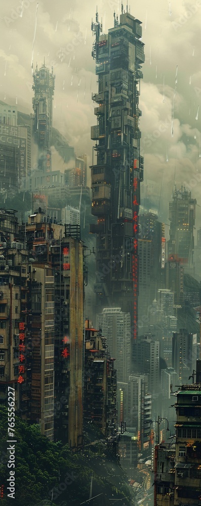 Visualize a cityscape where traditional buildings transform into modern ...