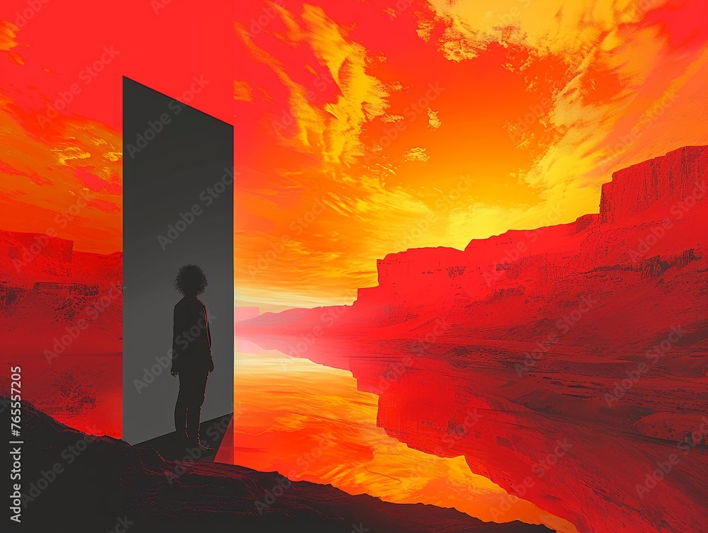 Craft a sleek and modern design featuring a silhouette of a person ...