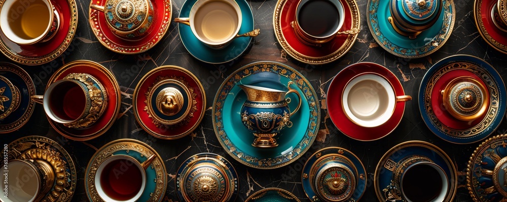 Design a visually stunning image showcasing cups inspired by Ancient ...