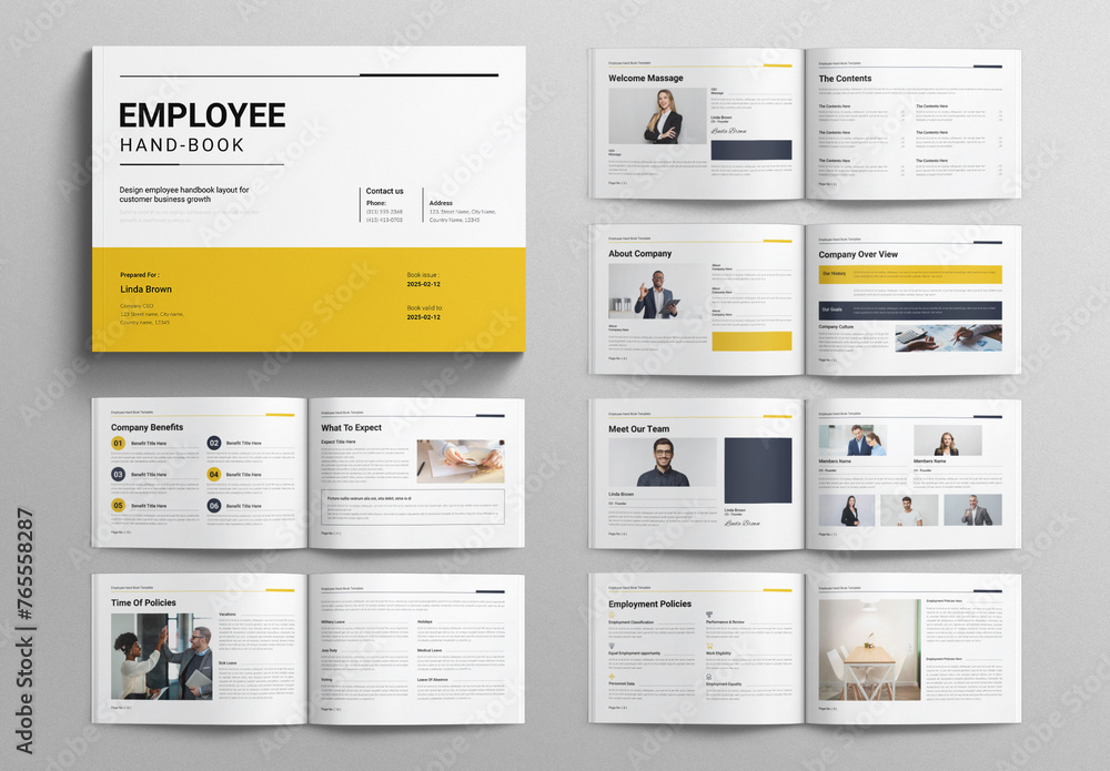 Employee Handbook Template Design Layout Landscape Stock Template ...