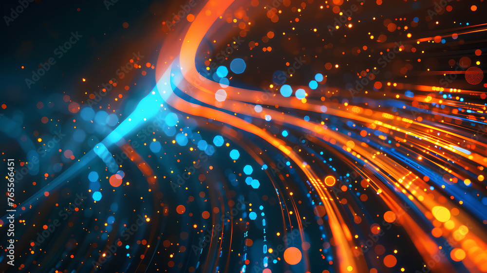Abstract Optical Fiber Network Flowing Data Concept . Digital ...