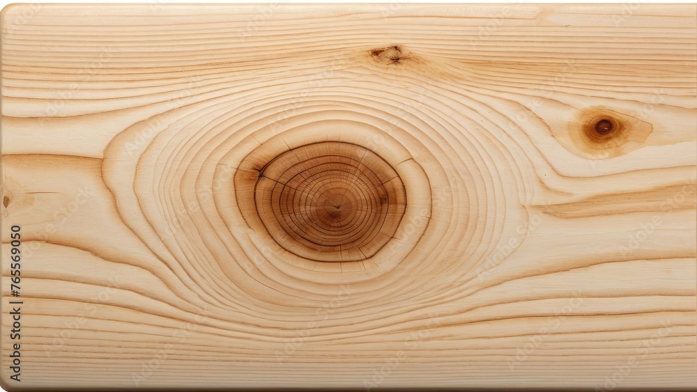 Single maple wooden plank, centered, isolated against a stark white ...