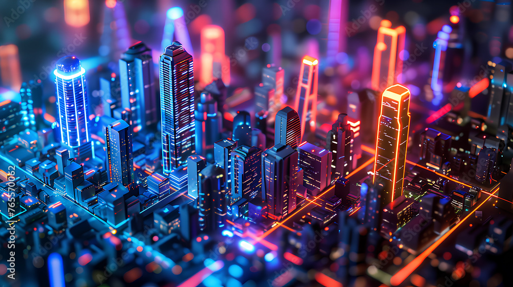 Neon-Lit Digital Metropolis Concept Art . A visually stunning concept ...