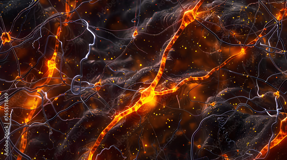 View of rat brain cells under a microscope, showing neurons ...