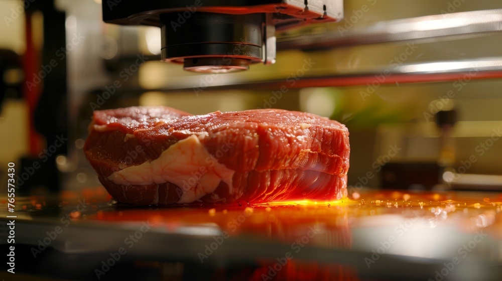 In this striking image, a 3D printed meat slice is subjected to high ...