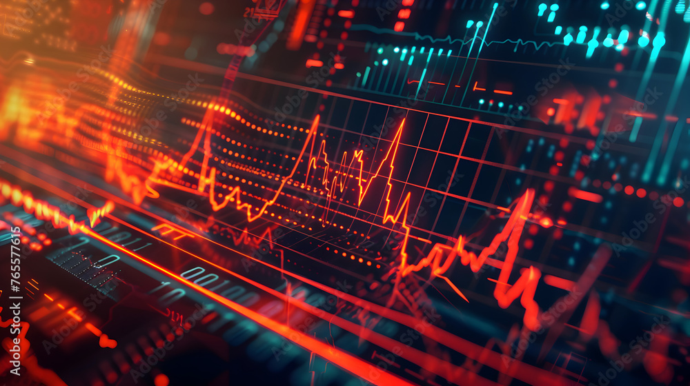 Digital electrocardiogram (EKG) display showing the erratic peaks of an ...