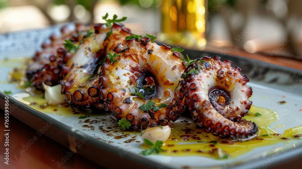 Polvo à Lagareiro A Typical Portuguese Dish With Grilled Octopus Stock ...