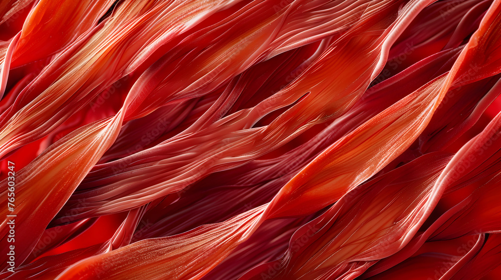 Muscle fibers under the microscope, highlighting the striations and ...
