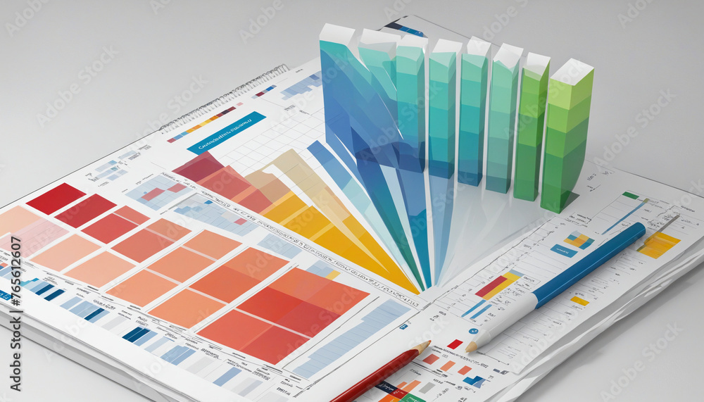 Economy color charts, histograms and statistics Stock Illustration ...