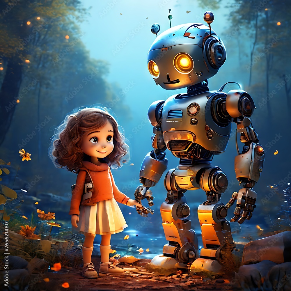 robot, mini robot with girl, 3D robot , 3D robot with the girl ...