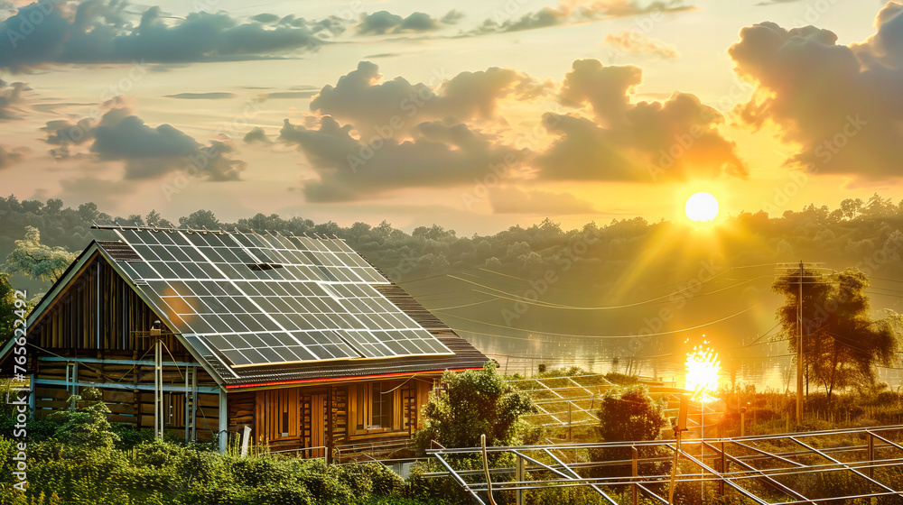 Harnessing the suns power, solar panels stretch across the landscape ...