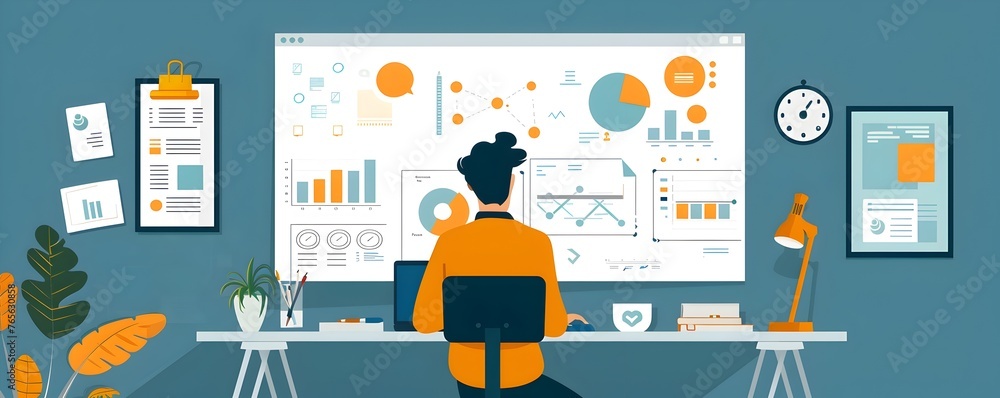 Animated Character Crafting a Detailed Business Plan and Achieving Goal ...