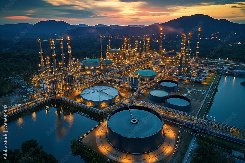 oil and gas power plant refinery with storage tanks facility for oil ...