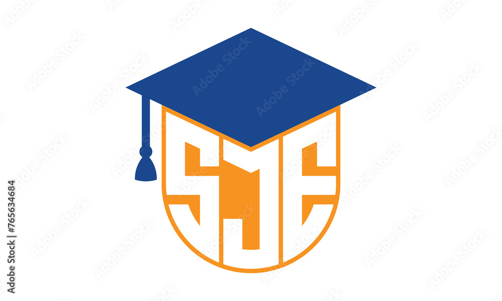 SJE initial letter academic logo design vector template. school college ...