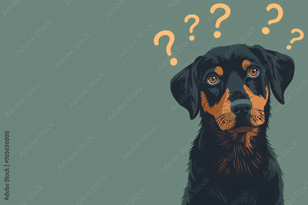 Curious dog with questioning expression and question marks Stock ...