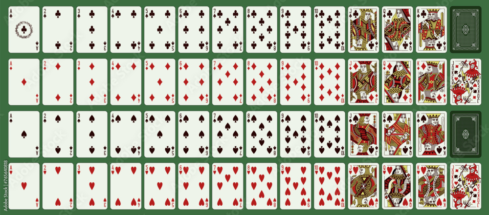Classic playing printable vector cards for gambling (poker, bridge ...