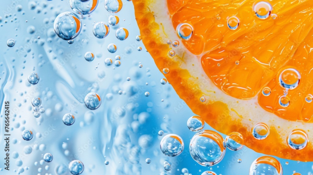 Orange Slice Submerged in Sparkling Water with Air Bubbles Stock Illustration | Adobe Stock