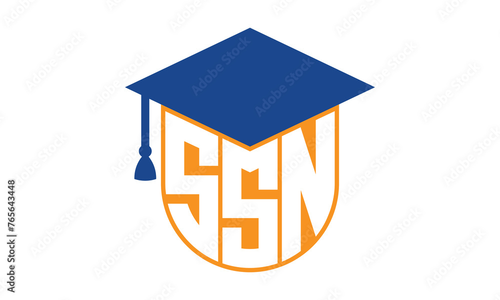 SSN initial letter academic logo design vector template. school college ...