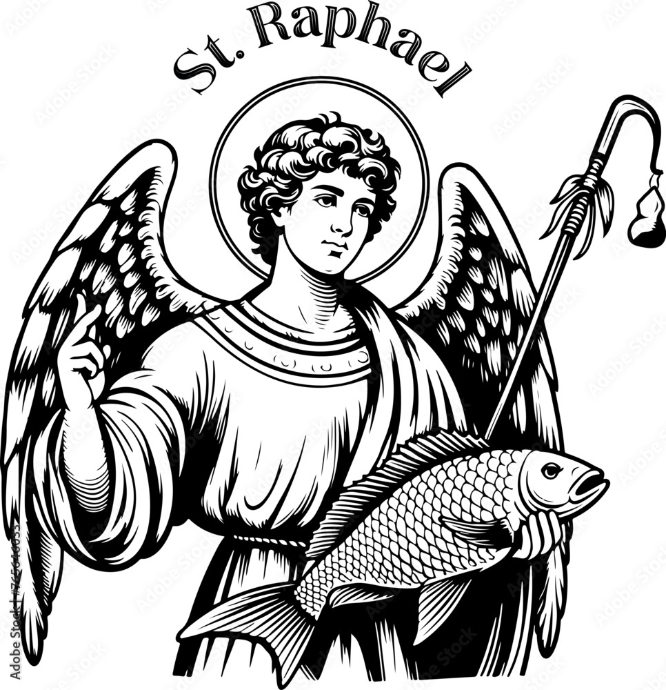 Saint Raphael The Archangel Vector Illustration Stock Vector | Adobe Stock