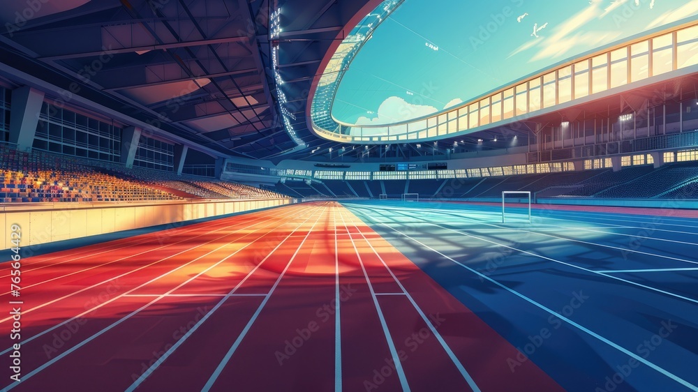 Dynamic sports arena backdrop, Olympic 2024 concept, vibrant stadium ...