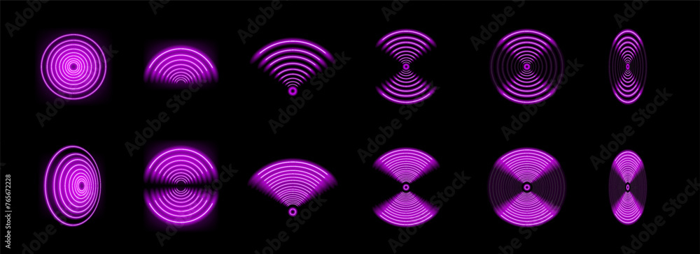Wi-Fi light effect, purple glowing signal sensor waves internet ...