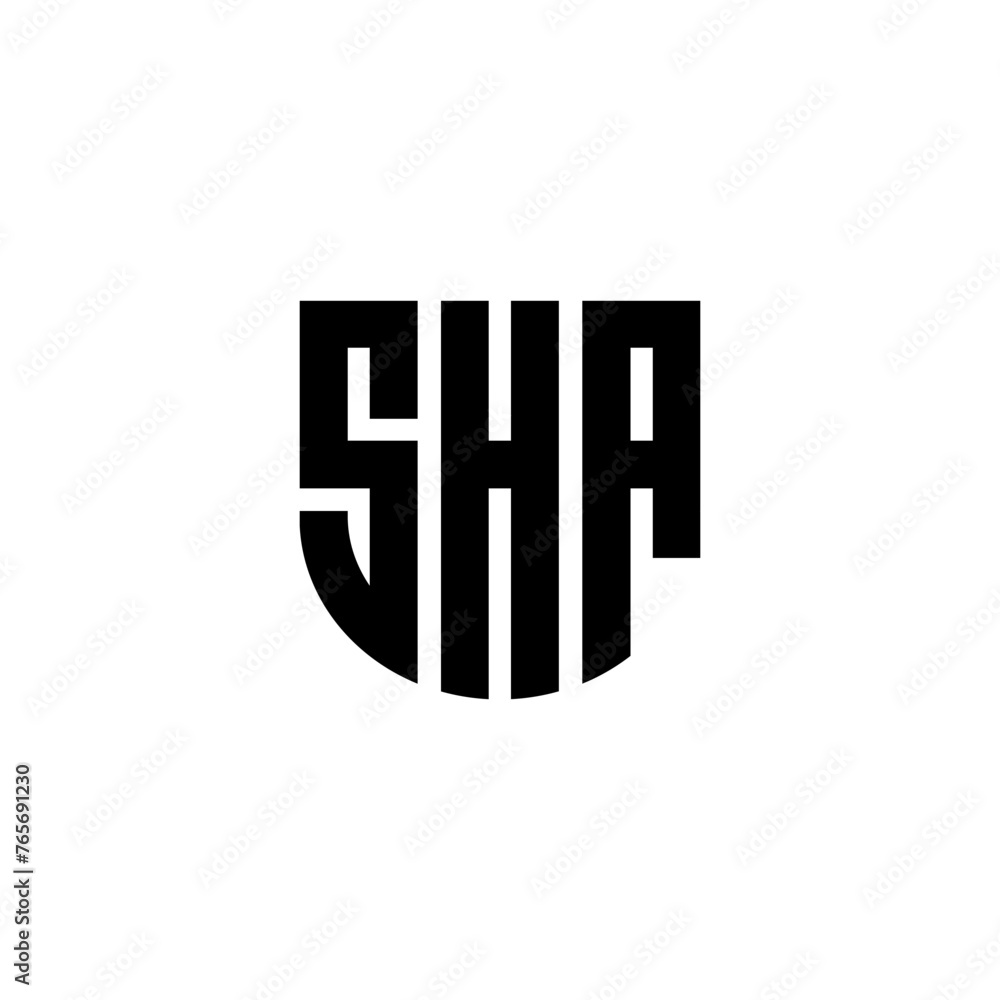 SHA letter logo design with white background in illustrator, cube logo ...