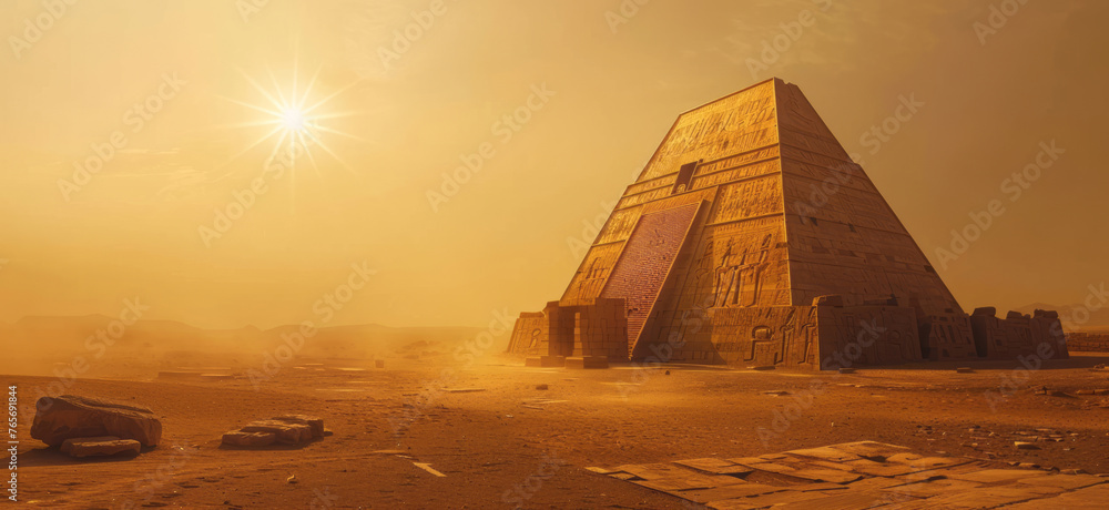 Steps lead to a royal palace and the valley of the pharaohs, with ...