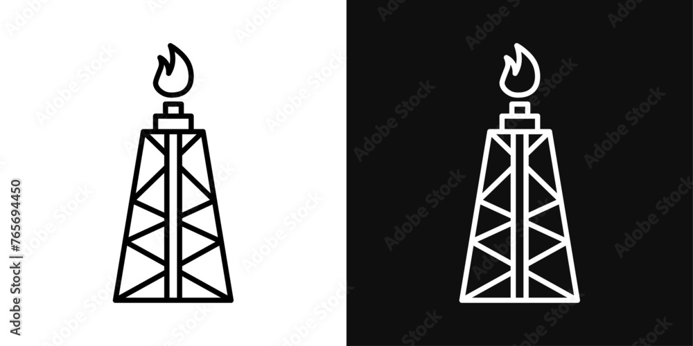 Shale Gas Rig and Extraction Icons. Natural Resource and Energy ...